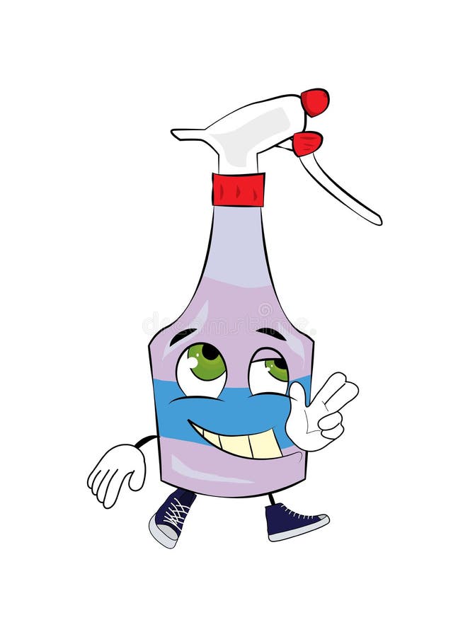 Happy spray bottle cartoon stock illustration. Illustration of smiling ...