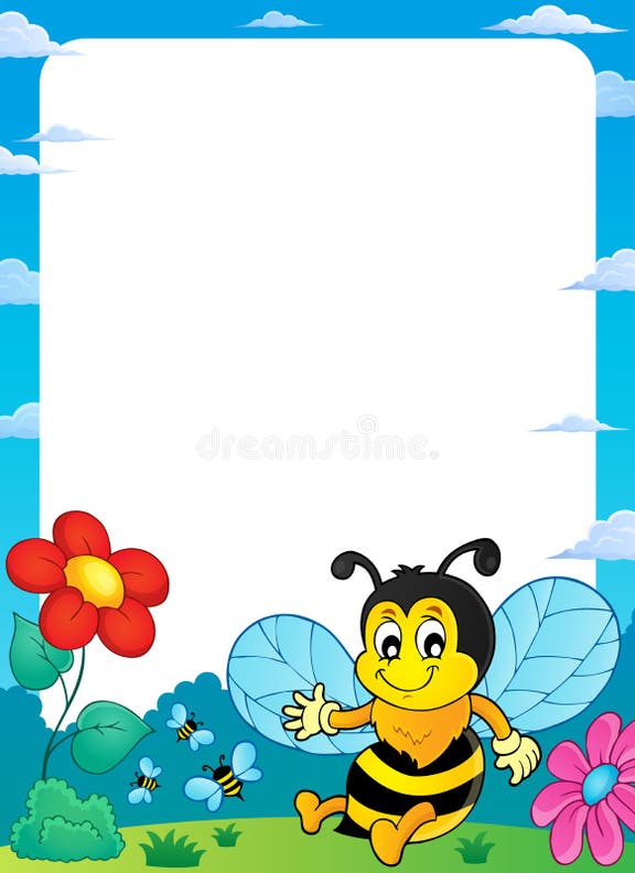 Happy Spring Bee Topic Frame 1 Stock Vector - Illustration of drawing ...