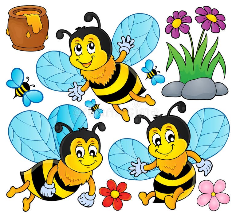Happy Spring Bees Theme Set 1 Stock Vector - Illustration of character ...