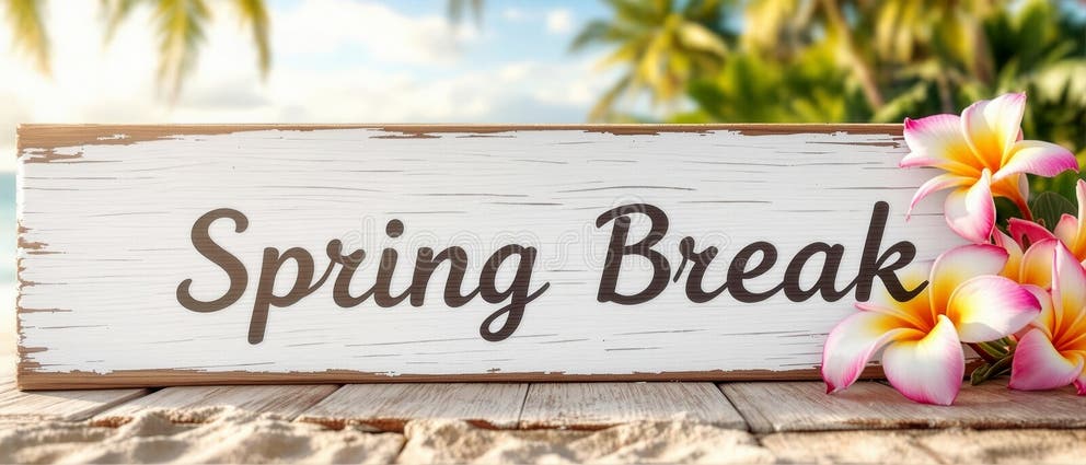 Happy Spring Break at the Beach Stock Illustration - Illustration of ...