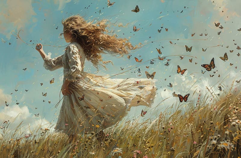 - Happy Spring Comes To People, Generative Ai. Stock Illustration ...