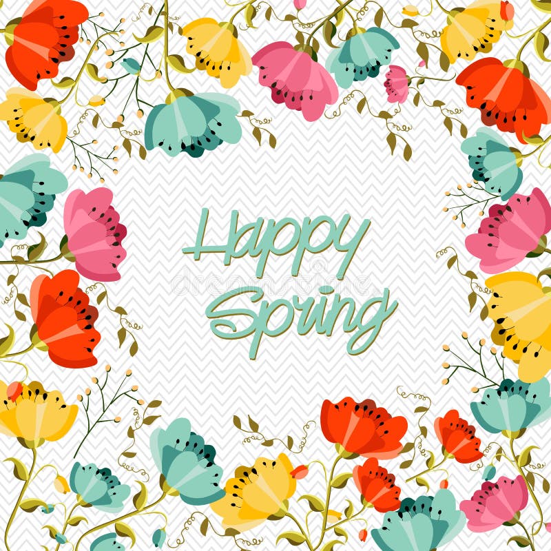 Happy Spring Flower Garden - Isolated on White Stock Vector ...