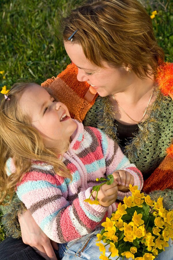 Happy spring girls stock image. Image of meadow, children - 9132871