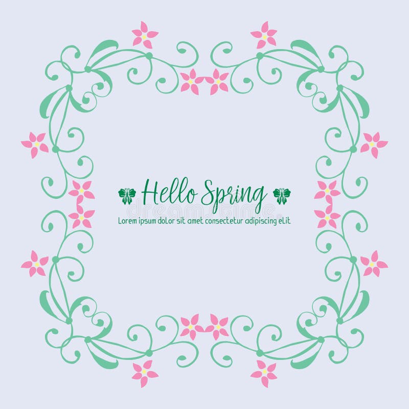 Happy Spring Greeting Card Design, with Leaf and Flower Simple Frame ...