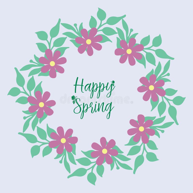 Happy Spring Greeting Card Design, with Unique Pattern of Leaf and ...