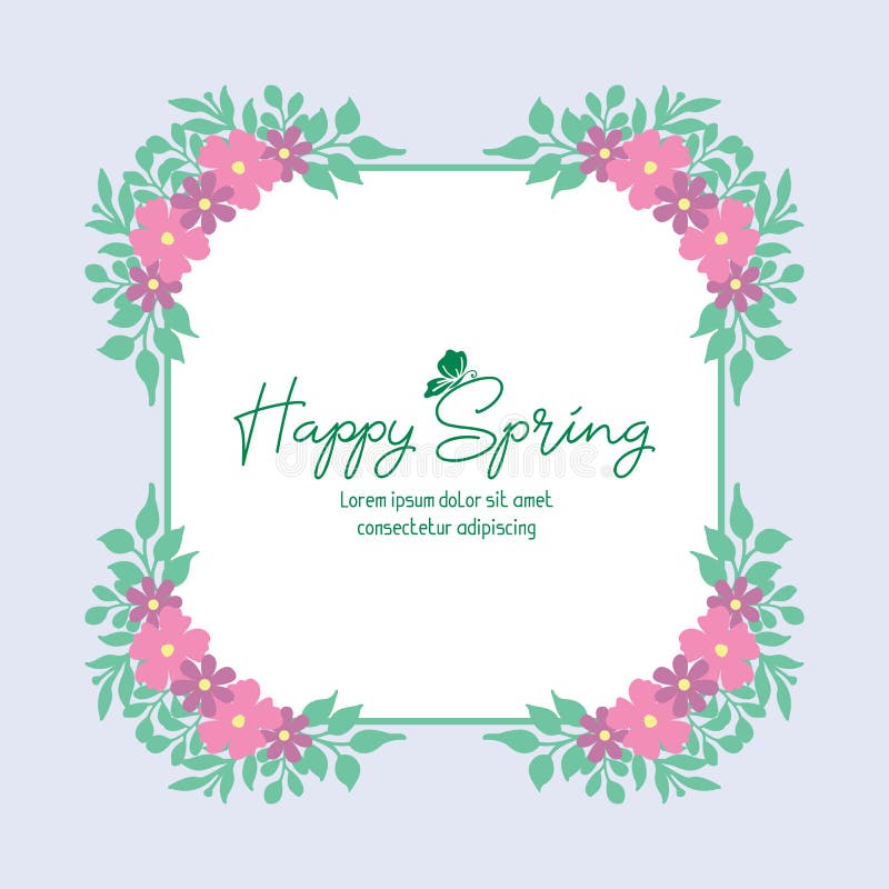 Happy Spring Greeting Card Design, with Unique Pattern of Leaf and ...