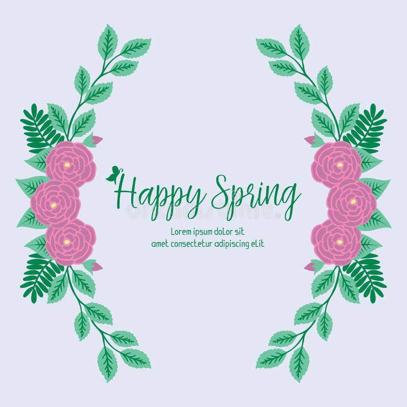 Happy Spring Greeting Card Template Design, with Elegant Pattern of ...