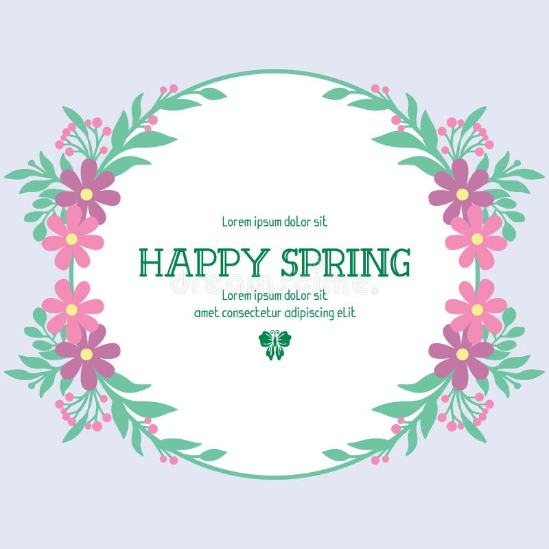 Happy Spring Greeting Card Template Design, with Leaf and Floral ...