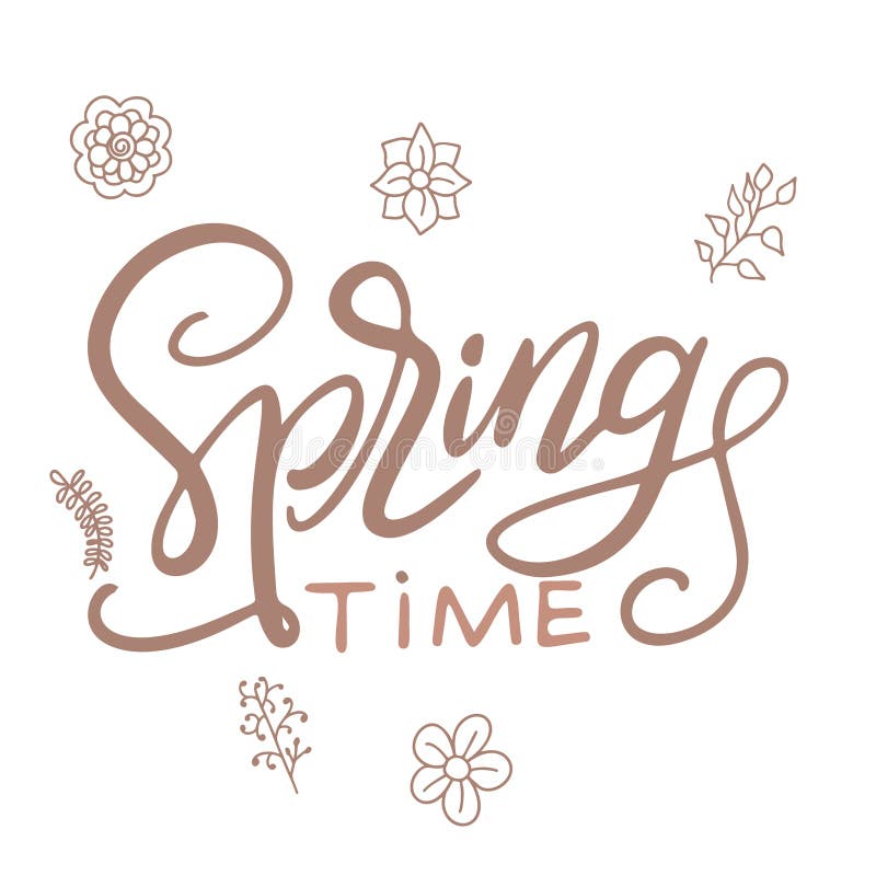 Happy Spring Lettering. Greeting Card Template. Hand Drawn Modern ...