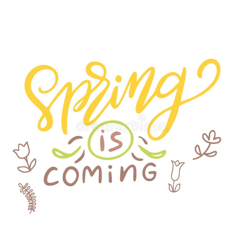 Happy Spring Lettering. Greeting Card Template. Hand Drawn Modern ...