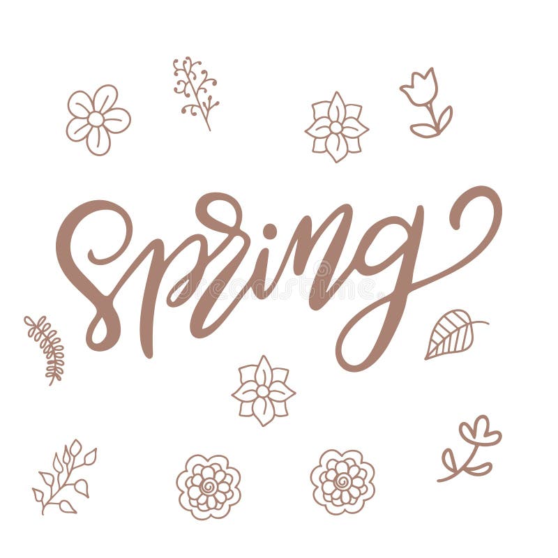 Happy Spring Lettering. Greeting Card Template. Hand Drawn Modern ...