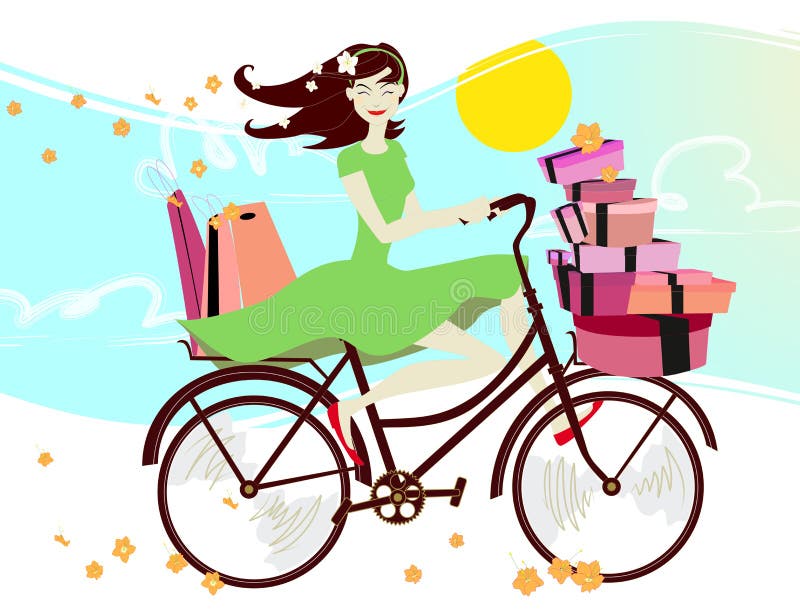 Happy Spring shopping stock vector. Illustration of gift - 13296992