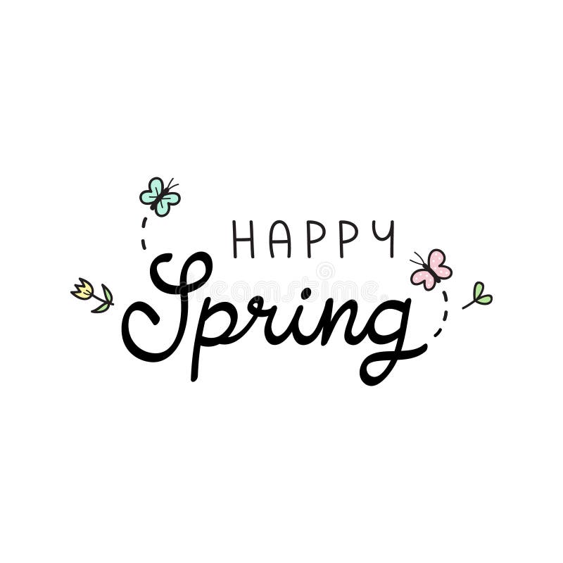 Happy Spring Vector Illustration Handwriting Stock Vector ...
