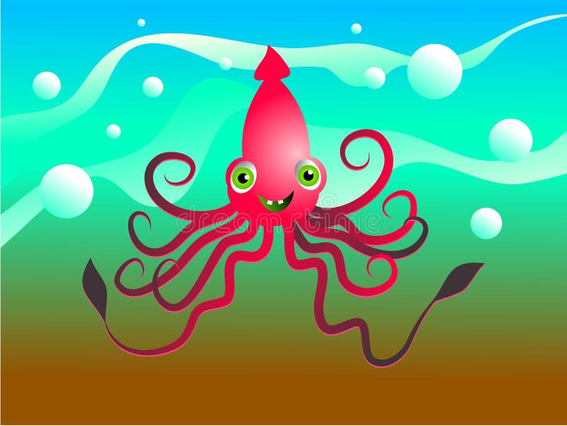 Happy squid stock illustration. Illustration of nature - 423935
