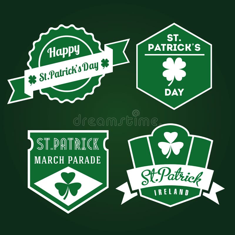Happy St.Patrick Old-fashioned Badges Stock Vector - Illustration of ...