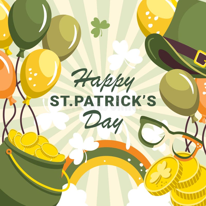 Happy St Patricks Bright Banner Square Balloons Holiday Stock Vector ...