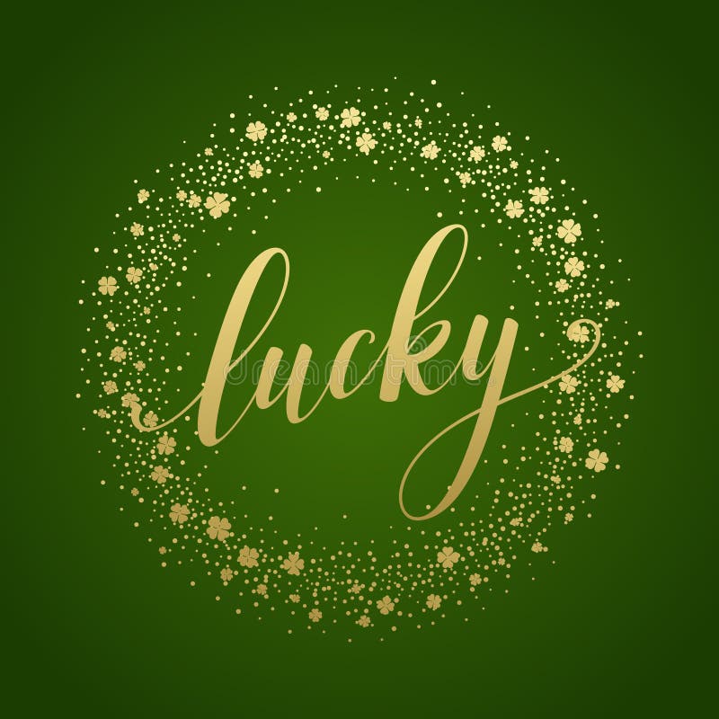 Lucky Calligraphy with Clover. Stock Vector - Illustration of green ...