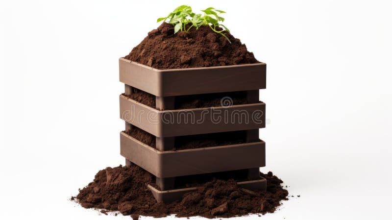 Happy Stackable Compost Bin with Growing Plant Stock Illustration ...