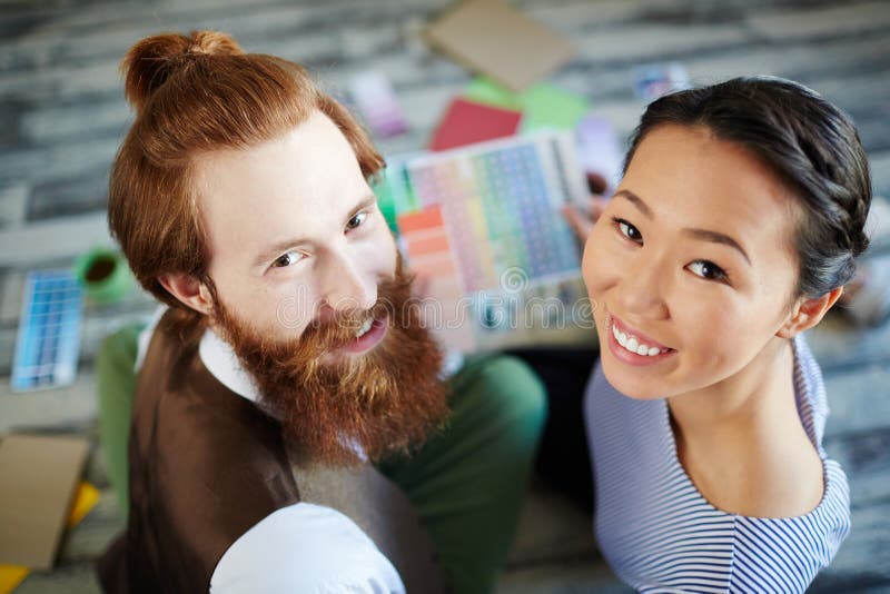 Happy staff stock image. Image of designer, intercultural - 90732131