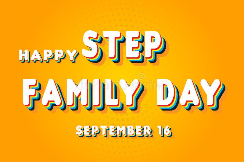 Happy Step Family Day, September 16. Calendar of September Retro Text ...