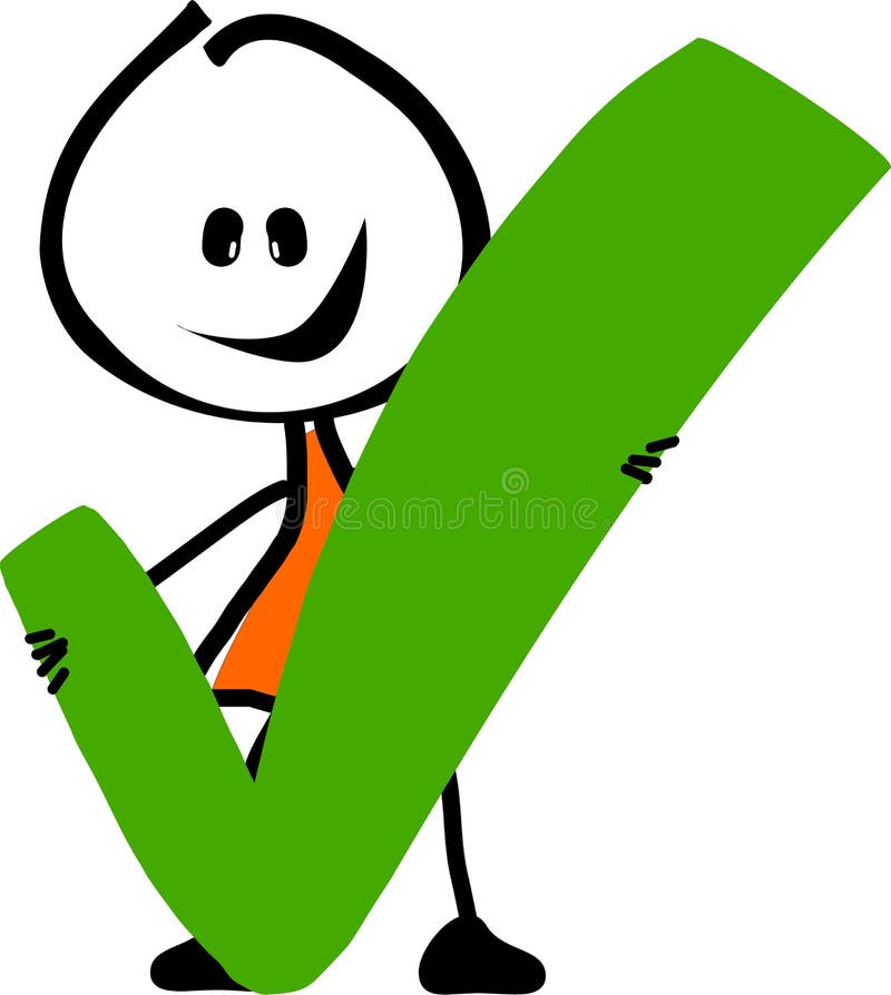 Figure With Check Mark And Fist Up Stock Illustration - Illustration of ...