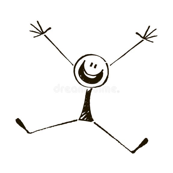 Happy stick figure 3 stock vector. Illustration of single - 111482580