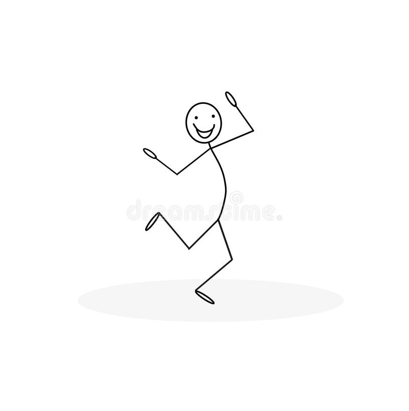 Happy Stick Man, Set of Different Dance Moves Stock Vector ...