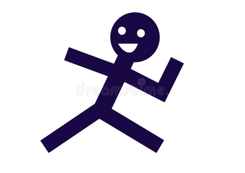 Happy Stickman Character on the Beach in the Water Under the Sun. Stock ...