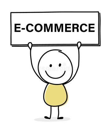 Happy Stickman with Text on a Board - E-commerce. Vector Stock Vector ...