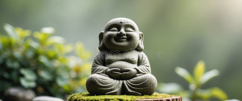 Happy Stone Figure Meditates Peacefully Outdoors Stock Image - Image of ...