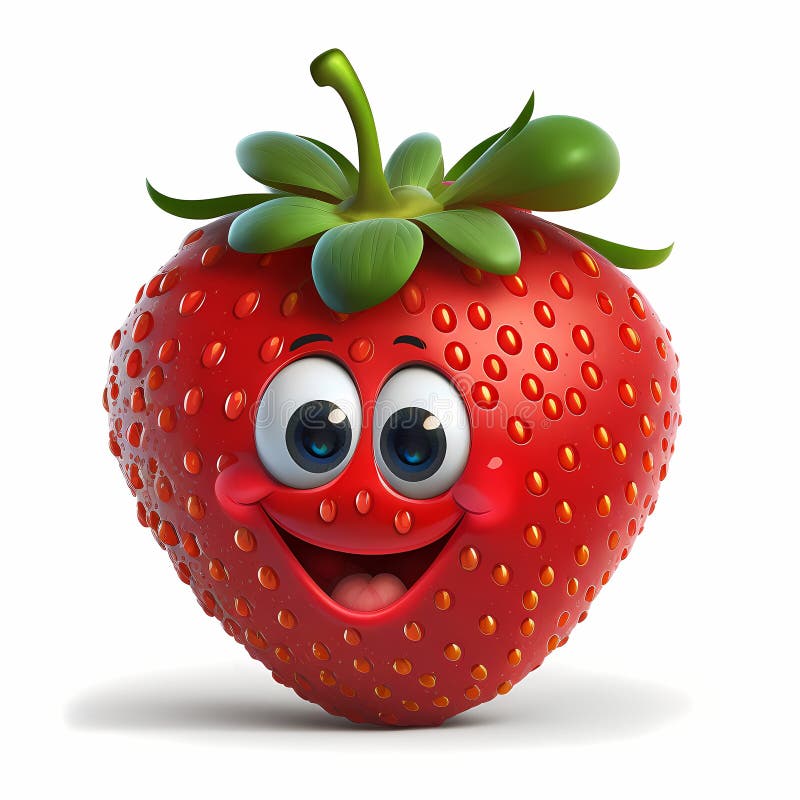 Happy Strawberry Cartoon. Generative AI Stock Illustration ...