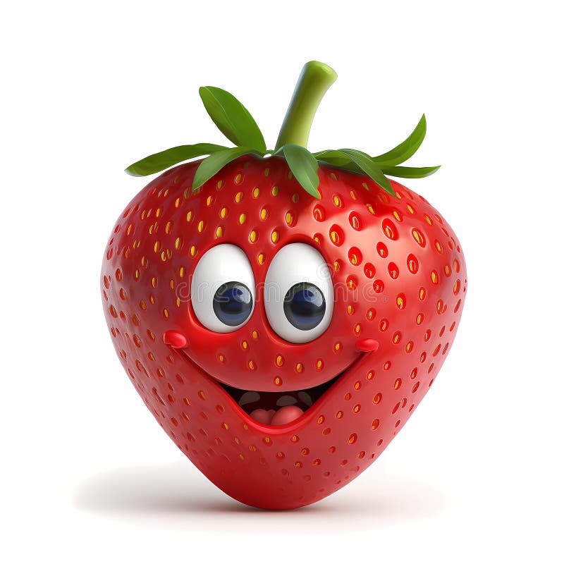 Happy Strawberry Cartoon. Generative AI Stock Illustration ...