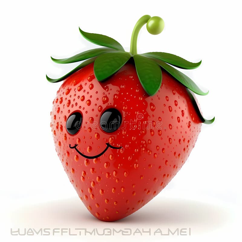 Happy Strawberry Cartoon. Generative AI Stock Illustration ...