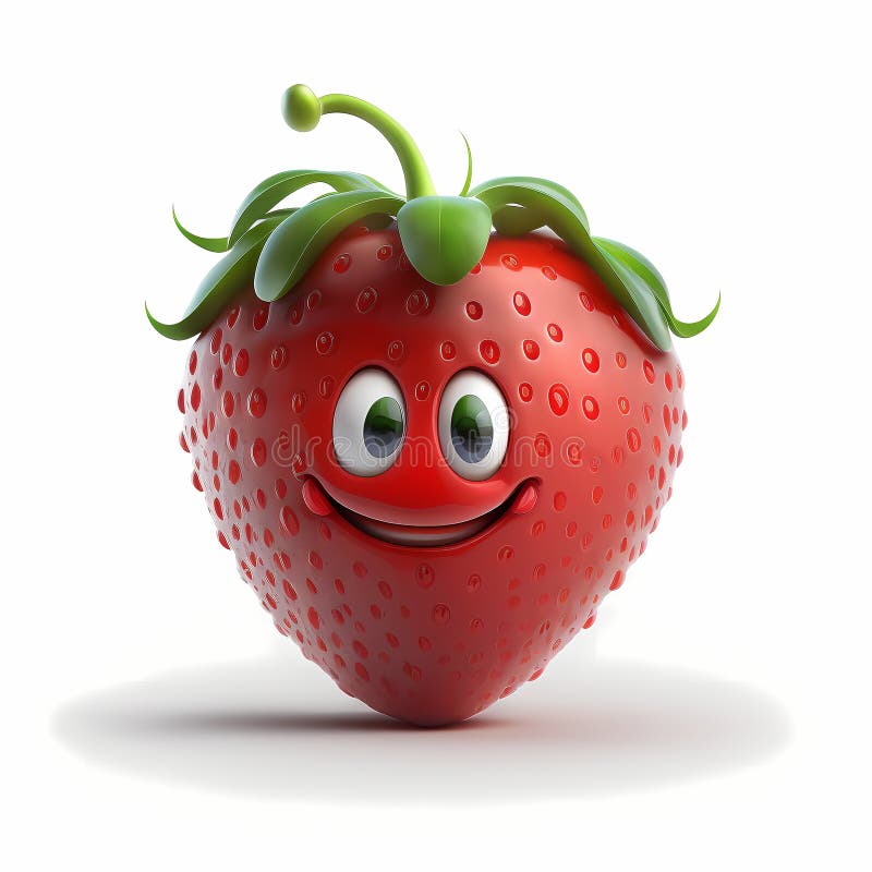 Happy Strawberry Cartoon. Generative AI Stock Illustration ...