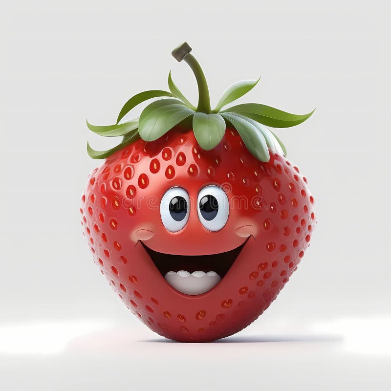 Happy Strawberry Cartoon. Generative AI Stock Illustration ...