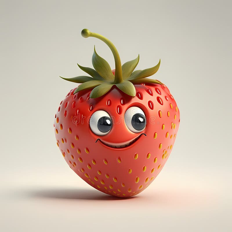 Happy Strawberry Cartoon. Generative AI Stock Illustration ...