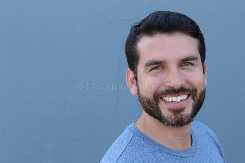 Happy Stubble Guy with Blue Eyes, Portrait Stock Image - Image of close ...