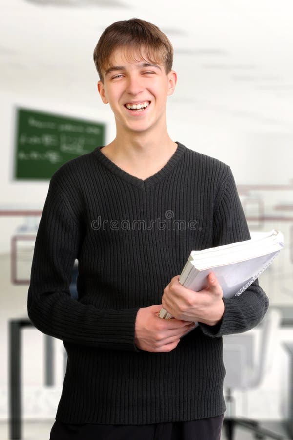 Happy student stock image. Image of indoor, notebook - 19129423