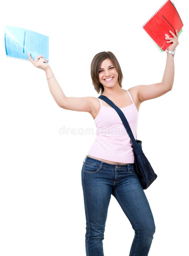 Happy student in classroom stock photo. Image of smiling - 34668832