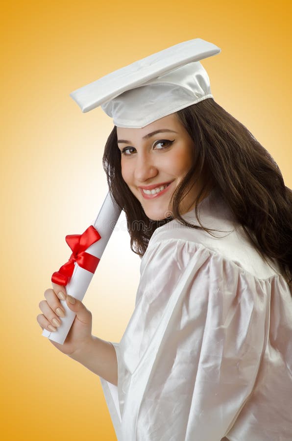 The Happy Student Celebrating Graduation on White Stock Photo - Image ...