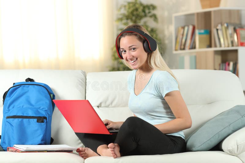 Happy Man E-learning with a Laptop in Winter Stock Photo - Image of ...