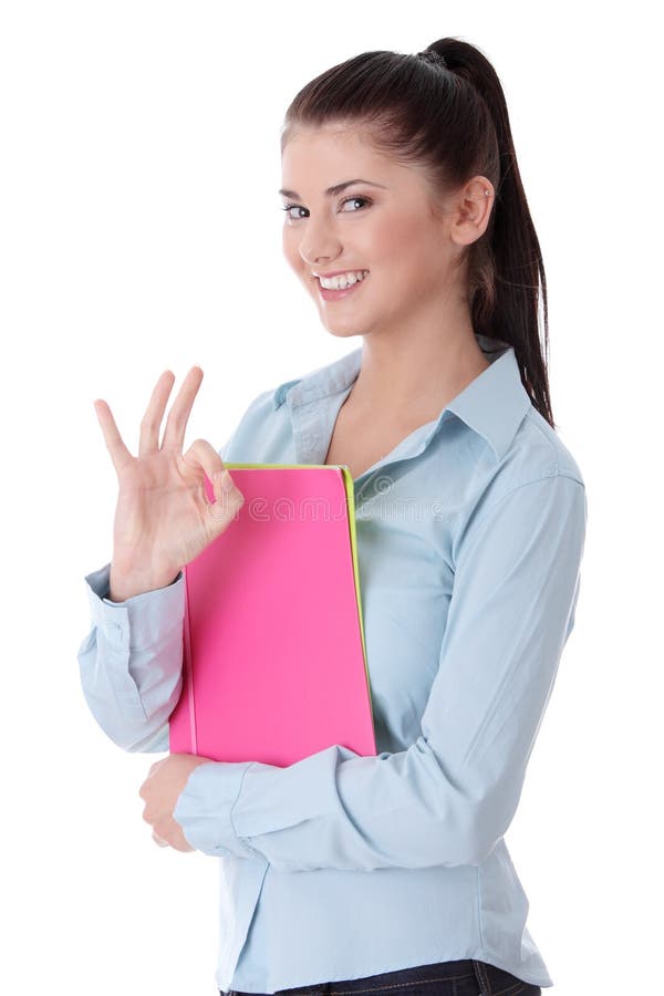 Happy student girl stock photo. Image of holding, college - 16312454