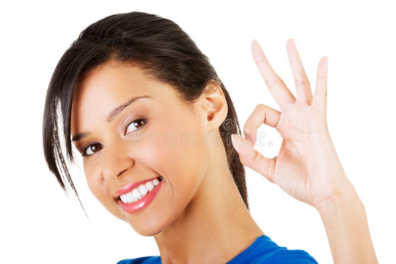 Happy Student Girl Gesturing Perfect. Stock Photo - Image of copyspace ...