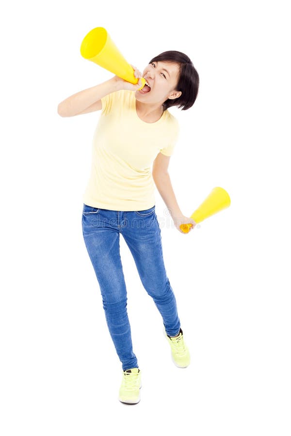 Woman Using Megaphone stock photo. Image of people, communication - 3274876