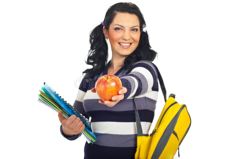 Boy Giving Apple To His Pregnant Mother Stock Photo - Image of little ...