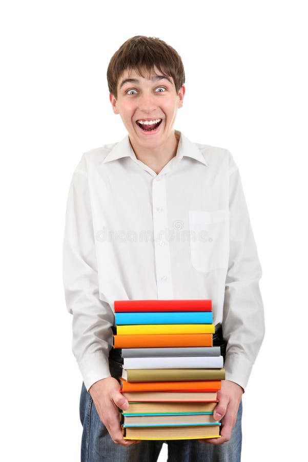 Happy Student Holding Pile of the Books Stock Photo - Image of carrying ...