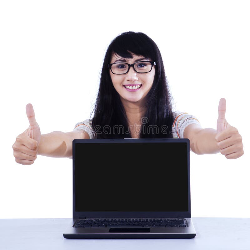 Happy Student with Laptop Computer Stock Image - Image of empty ...