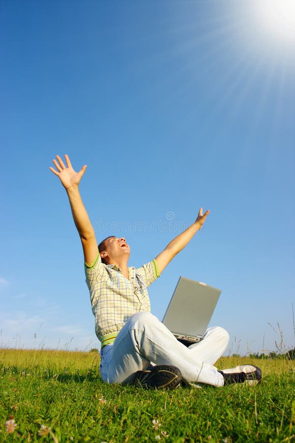 Happy girl with laptop stock image. Image of spacious - 2573871