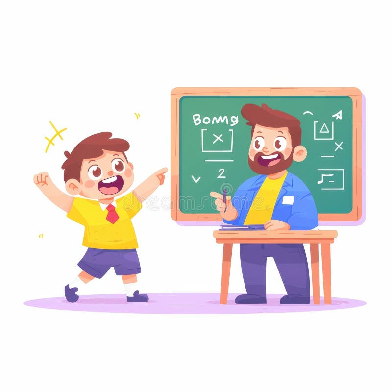 Happy Student Learning Math Stock Illustration - Illustration of ...
