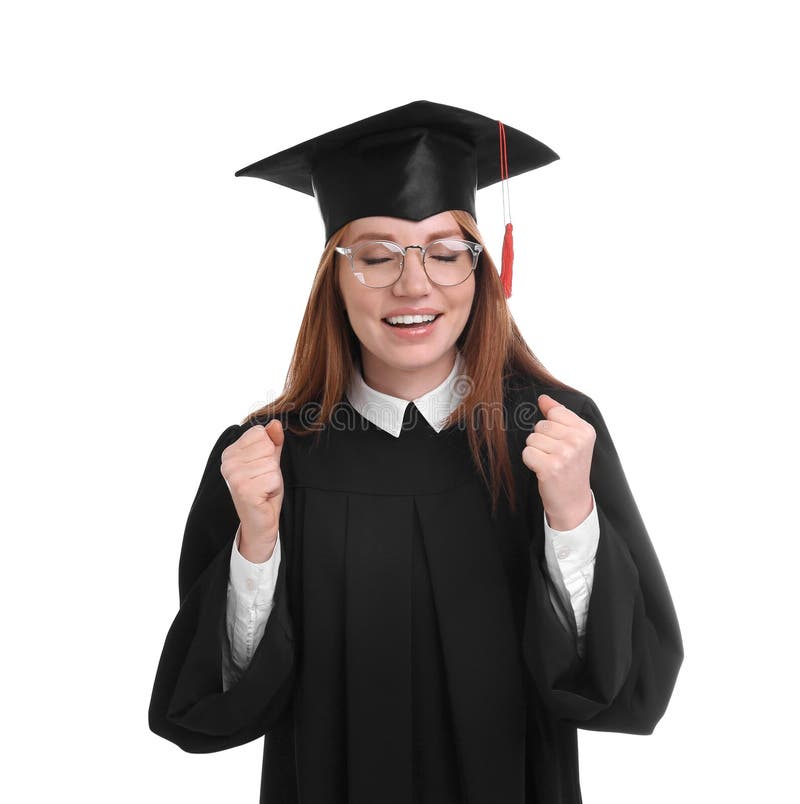 Happy Student Mit Abitur Hat Stockbild - Bild von frau, schutzkappe ...